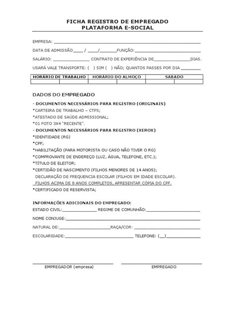 1 Ficha De Registro Esocial Pdf