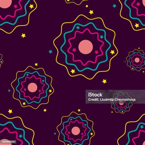 천상의 광학 현상 오로라 후광 별 공간의 어두운 배경에 행성 디자인 배너 책 카드의 장식에 대한 원활한 벡터 그림 마술사에 대한