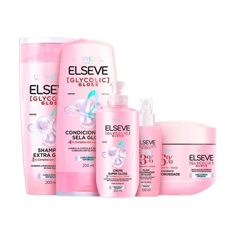 Kit Elseve Glycolic Gloss Com Shampoo 200ml Condicionador 200ml