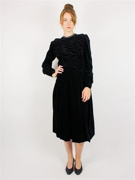 Vintage Abendkleid Samtkleid Midi Gem