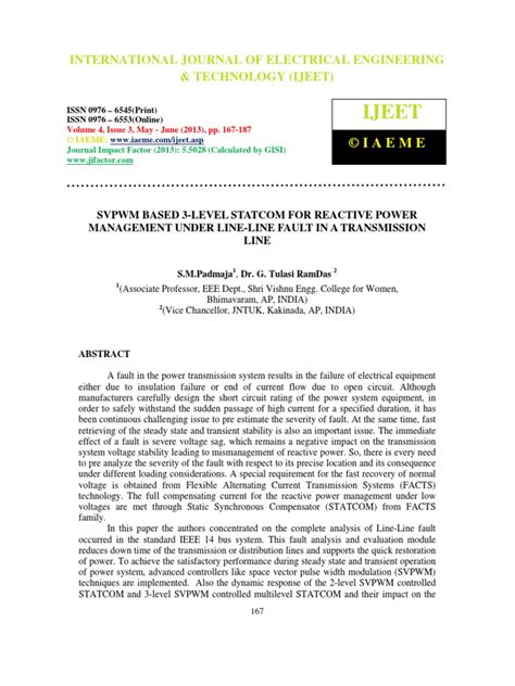 Svpwm Based 3 Level Statcom For Reactive Power Management Under Line