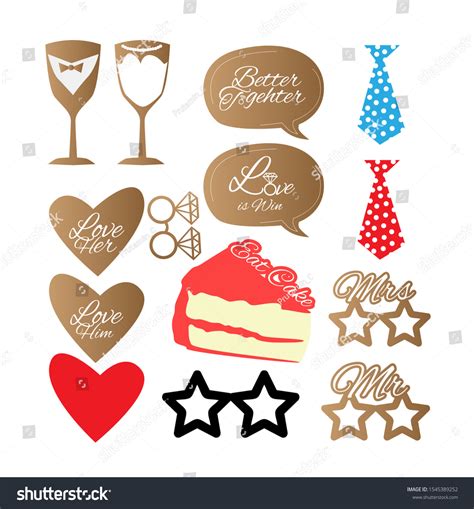 Wedding Photobooth Props Kit Icon Konsait Stock Vector Royalty Free