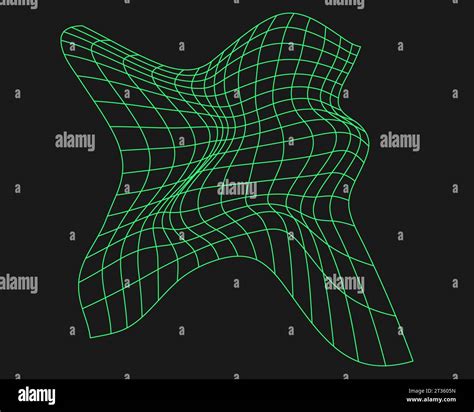 Distorted Cyber Grid Cyberpunk Geometry Element Y2k Style Isolated