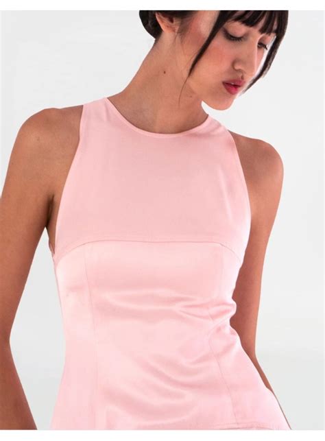 Crepe Satin Halter Cocktail Dress With Flared Skirt Invitadisima