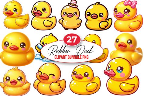 Kawaii Rubber Duck Clipart Bundle Graphic By Sagorarts · Creative Fabrica