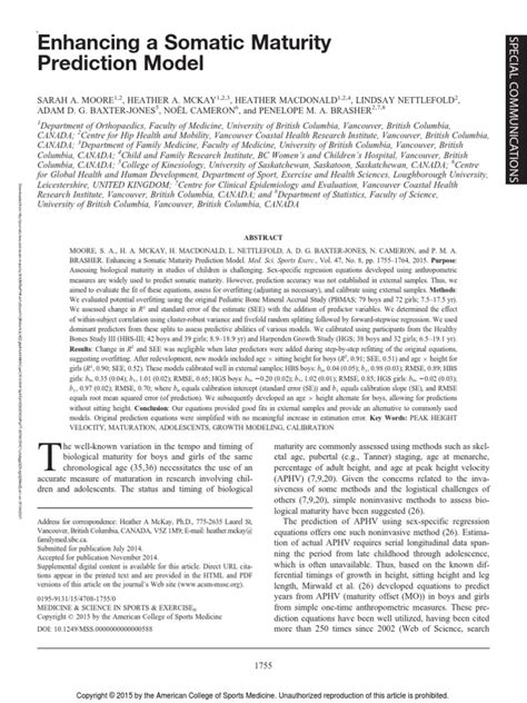 Enhancing A Somatic Maturity Prediction Model25 Pdf Regression