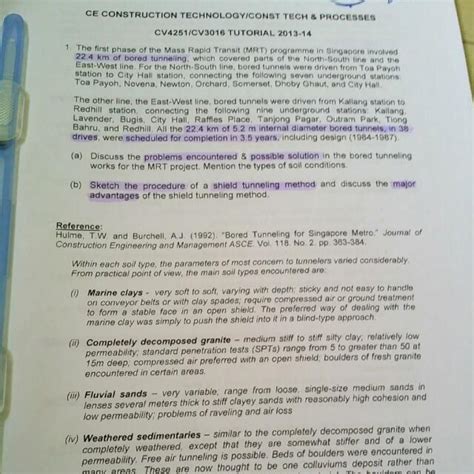 NTU CV3016 CE Construction Tech Lecture Notes Tut With Answers