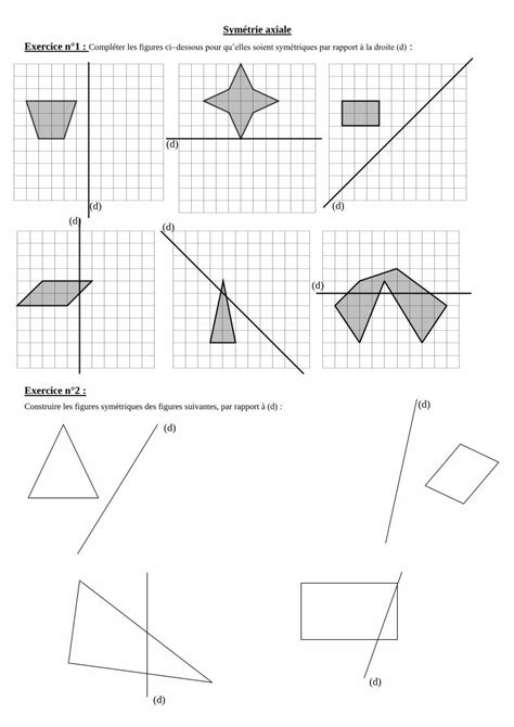 PDF Symétrie axiale Exercice n1 Compléter les figures ci