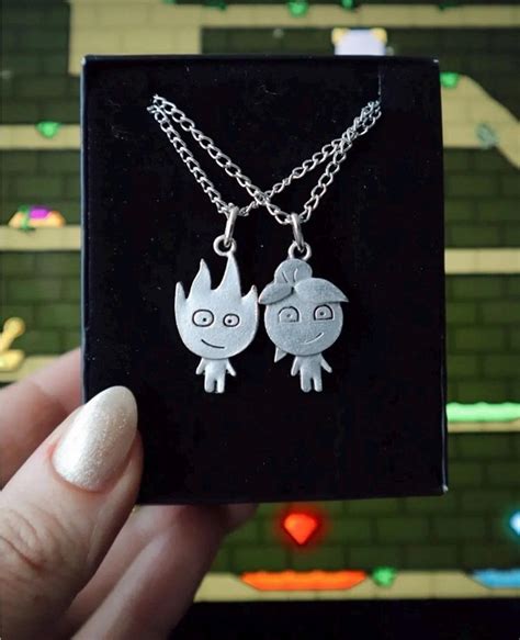 Fireboy And Watergirl Necklace Coupe Necklace Bff Necklace Water