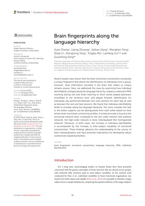 Pdf Brain Fingerprints Along The Language Hierarchy