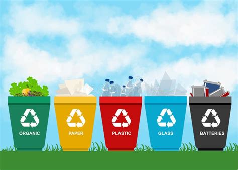 Recycle Garbage Bins Plastic Organic Battery Glass Metal Paper Trash