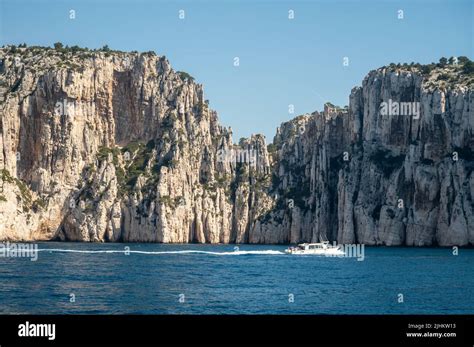 Limestone Cliffs And Blue Sea Near Cassis Boat Excursion To Calanques
