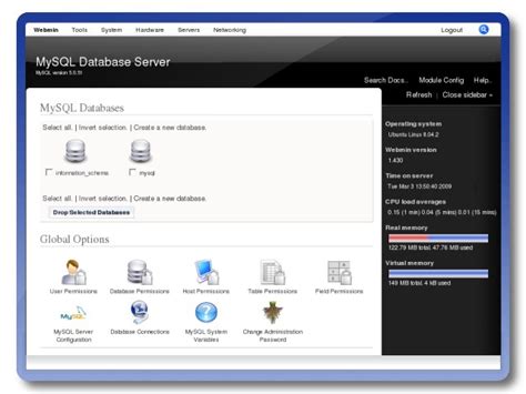 Web Management Interface Mysql Configuration Turnkey Gnu Linux