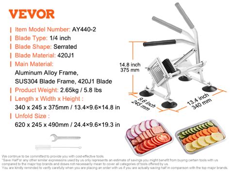 VEVOR Commercial Vegetable Slicer Inch Fruit Slicer Stainless