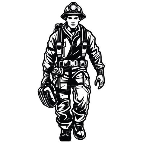 Firefighter Clipart Black And White Etsy