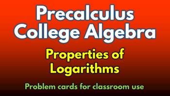 Printable Cards With Properties Of Logarithms Problems For Precalculus