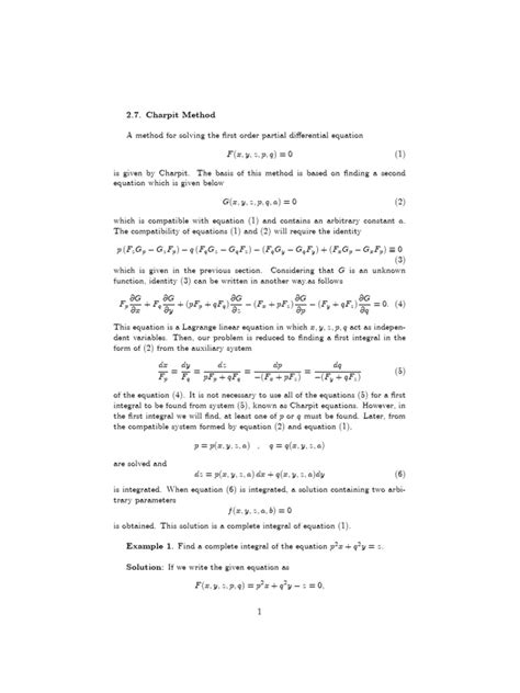 Charpits Method Pdf Equations Differential Calculus