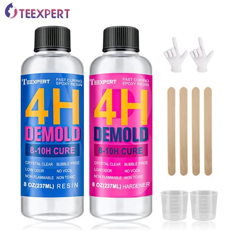 Teexpert Quick Dry Epoxy Resin 4 Hours Demold 8 Hours Fast Curing Resin