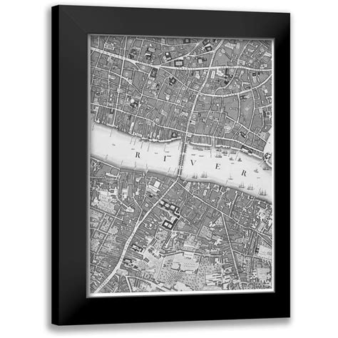 Roque John 18x24 Black Modern Framed Museum Art Print Titled Roque Sectional Map Of London