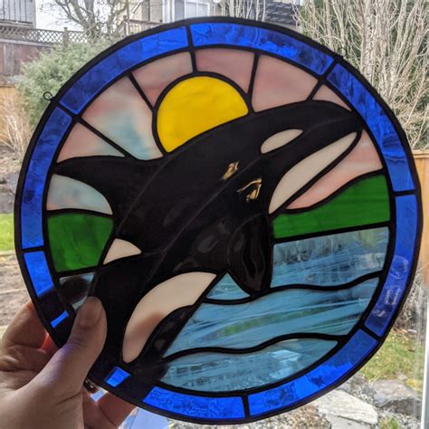Orca Stained Glass For Art Orca Whale Art Stained Glass Etsy