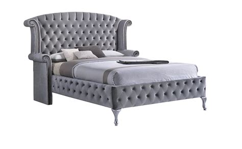 Chesterfield Bett Grau Im Zeitgenössischen Stil Xlmoebelde