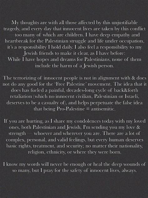 Gigi Hadid Addresses Israel Palestine Conflict In Lengthy Statement On