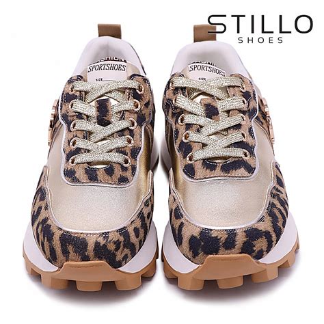 Фешън сникърси в леопардов принт с емблема 44374