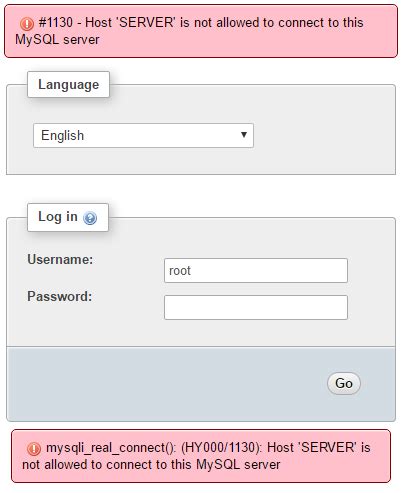 Wampserver PhpMyAdmin Host SERVER Is Not Allowed To Connect To This MySQL Server