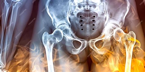 Premium Photo Xray Image Of Human Hip Joint On Grey Background With Yellow Highlight Concept