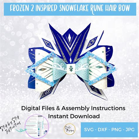 Elsa Inspired Frozen 2 Snowflake Rune Hair Bow Design Template Svg Digital Files And