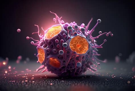 Premium Photo Generative Ai Illustration Of Cancer Cell Attacking Another Cell Digital Art