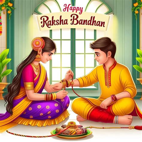 Brother And Sister Tying Rakhi On Raksha Bandhan Happy Raksha Bandhan