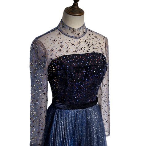 Plus Size Shiny Stars Long Sleeve Gown Hello Curve