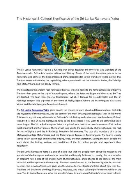 Ppt The Historical And Cultural Significance Of The Sri Lanka