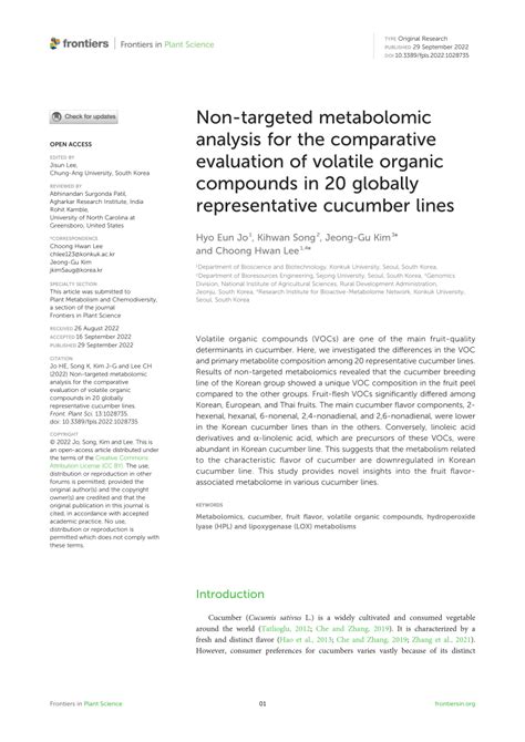 Pdf Non Targeted Metabolomic Analysis For The Comparative Evaluation Of Volatile Organic