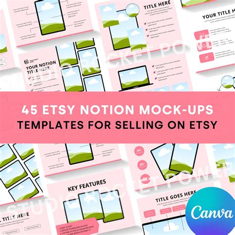 45 Notion Dashboard Mockup Templates Bundle Editable Canva Templates Etsy Listing Templates