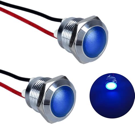 Dmwd 2pcs 12mm 12v 24v 20ma Metal Energy Saving Led