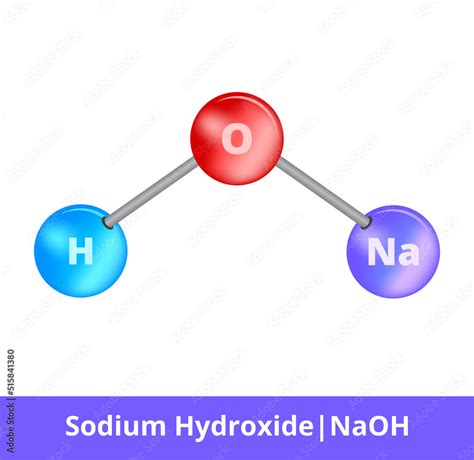 Vector Ball And Stick Model Of Sodium Hydroxide Molecule Naoh Or Lye Common Base A Structural