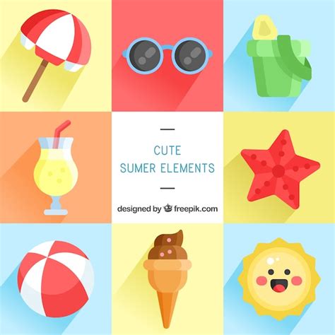 Free Vector Selection Of Flat Summer Objects