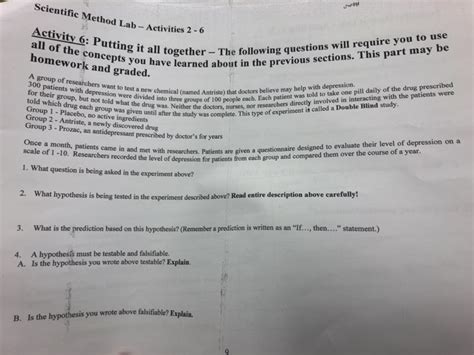 Solved Scientific Method Lab Activities 2 Activity O