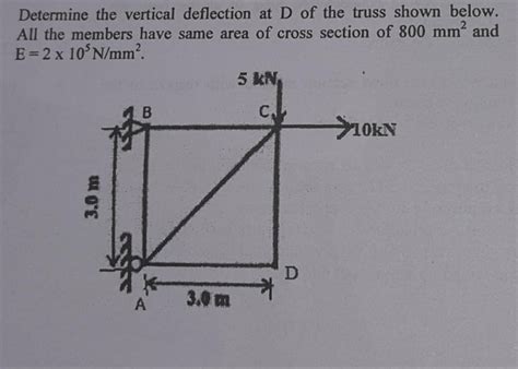 [solved] Determine The Vertical Deflection At D Of The Trus