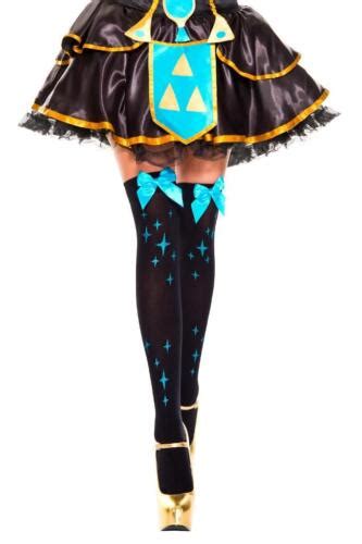 Sexy Music Legs Opaque Stars Starry Bow Top Thigh Highs Hi Stockings