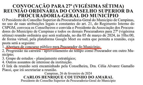 Concurso Pgm Campinas Sp Cs Debaterá Realização De Certame Em 0503