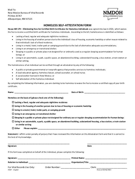 Fillable Online Homeless Self Attestation Form Fax Email Print Pdffiller