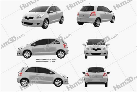 Toyota Yaris 3 Door 2008 Blueprint Template