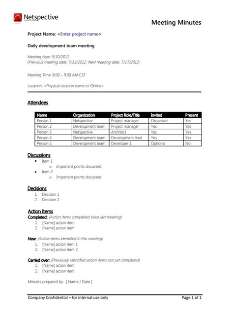 Meeting Minutes Template Free Word Templates