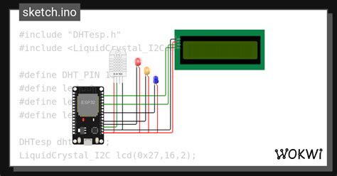 60 DHT22 LCD Pin LED Pake Gnd Wokwi ESP32 STM32 Arduino Simulator