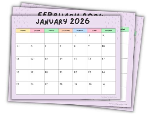 Free Calendar Pages 2026 Printable