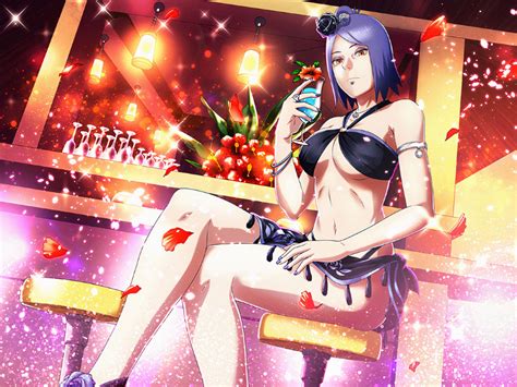Konan Naruto Naruto Series Official Art 1girl Armpits Belly