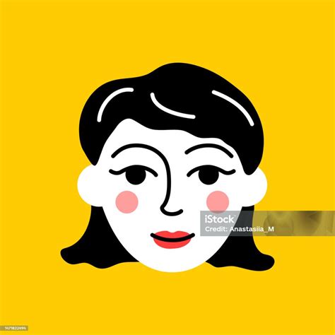 Cute Girl Avatar Teenage Girl Face Portrait With Positive Facial Expression Stock Illustration